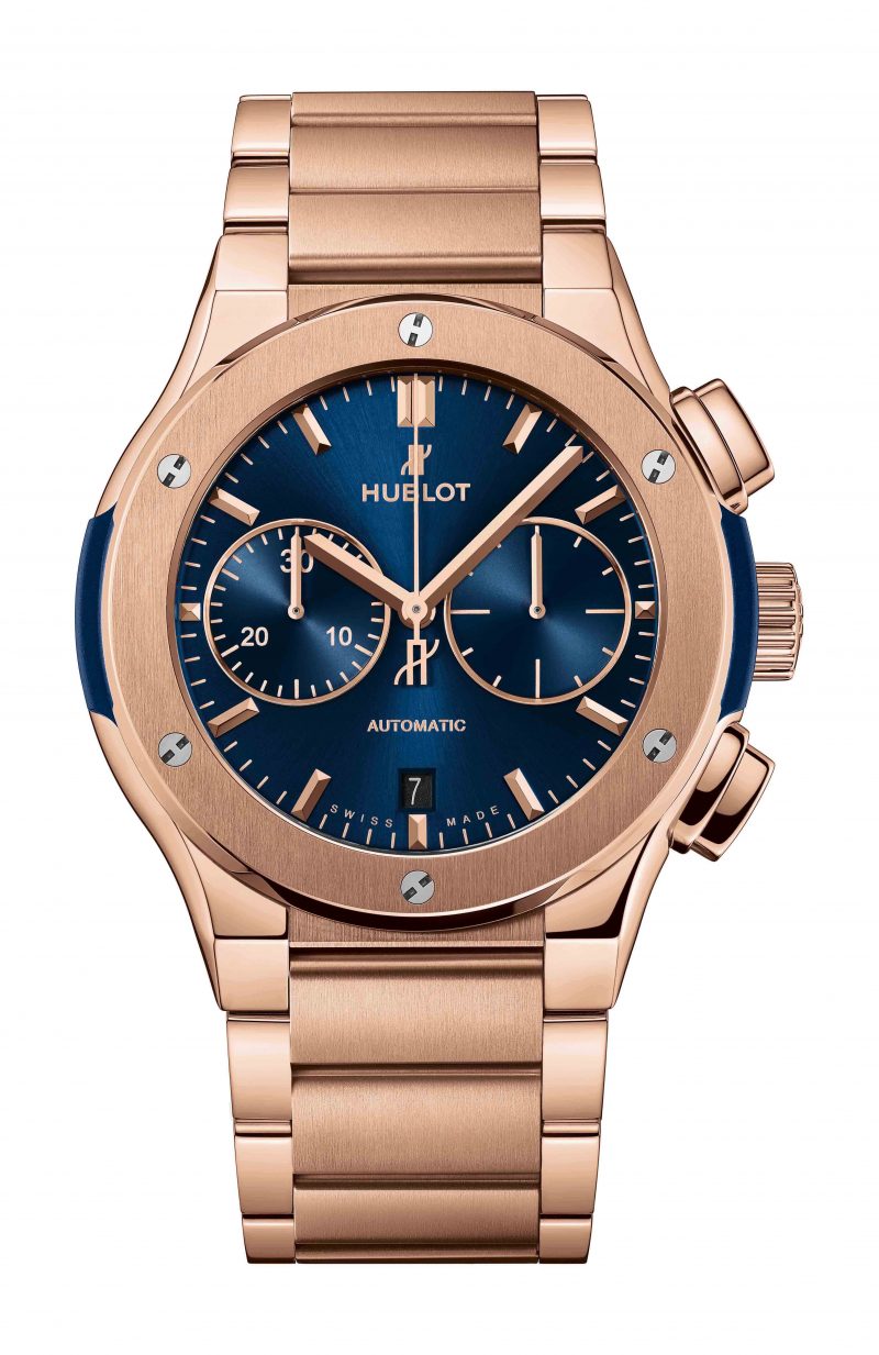 Hublot Classic Fusion Blue Chronograph King Gold Bracelet – The Watch Pages